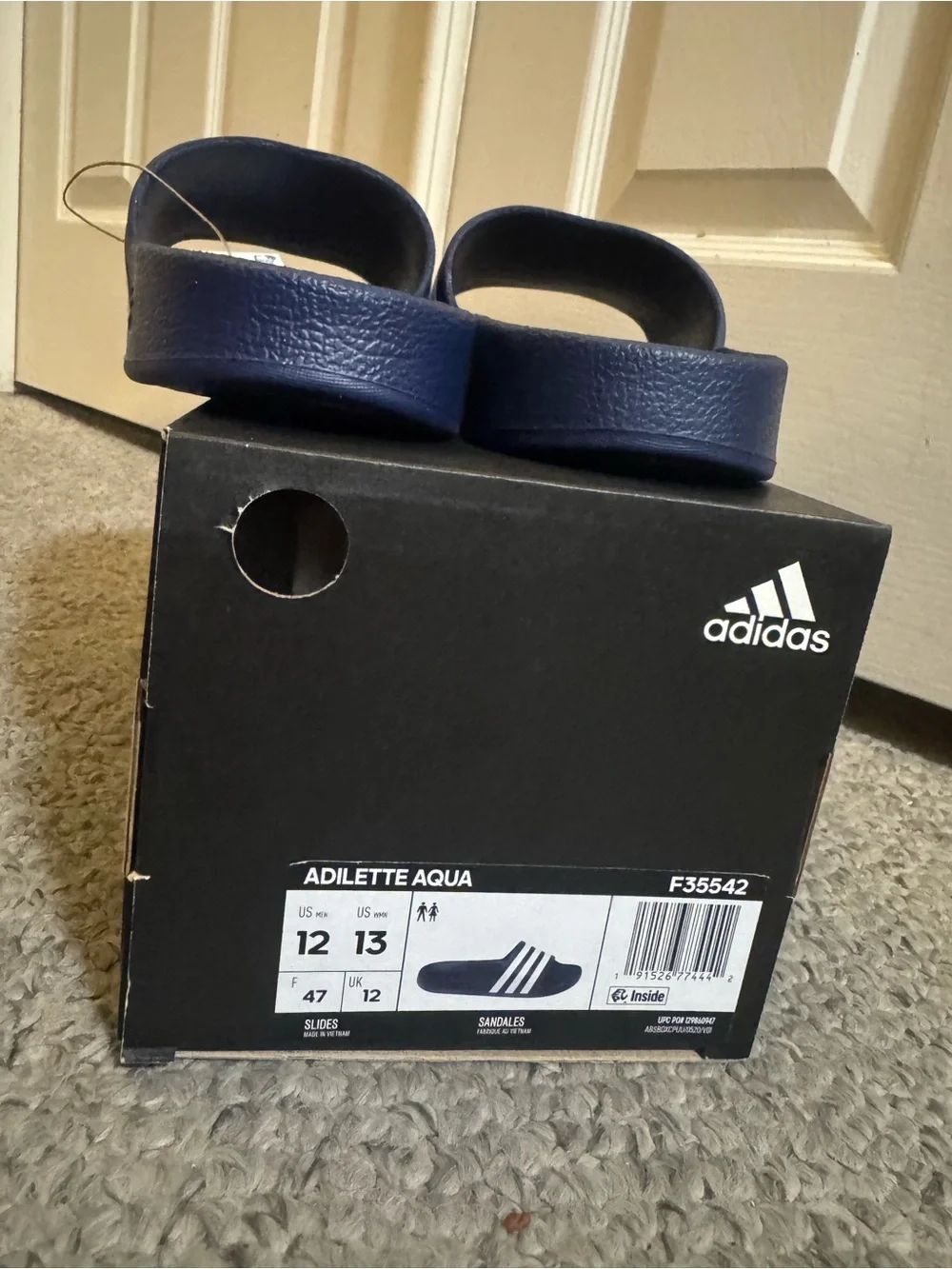 adidas | Shoes | Adidas Navy And White Slide Sandals | Poshmark